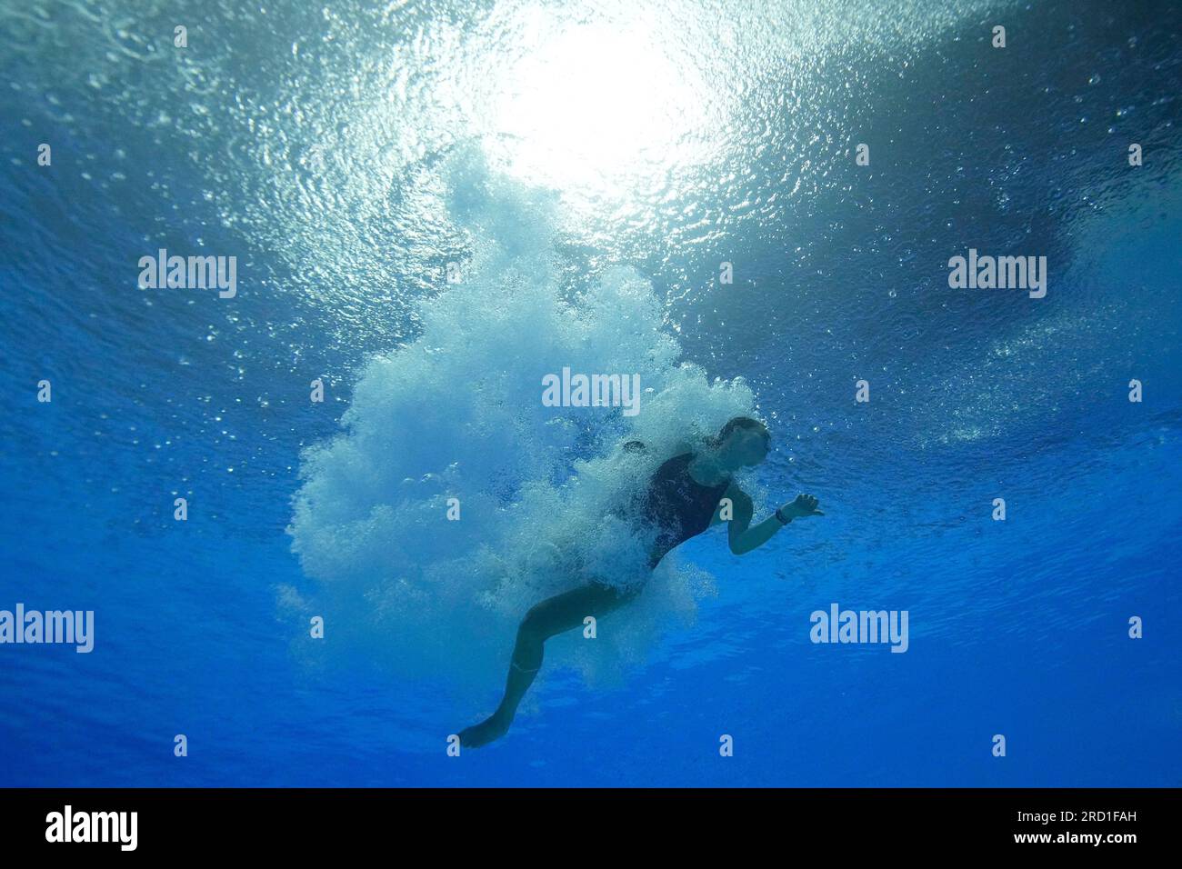 Ana Carvajal of Spain competes during the women's 10m platform diving ...