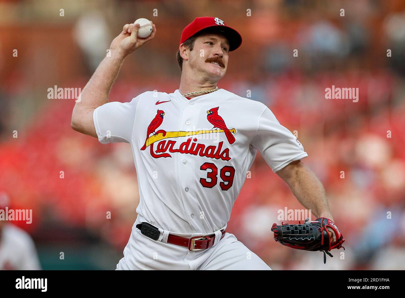 St. Louis Cardinals starting pitcher Miles Mikolas (39) throws to the ...