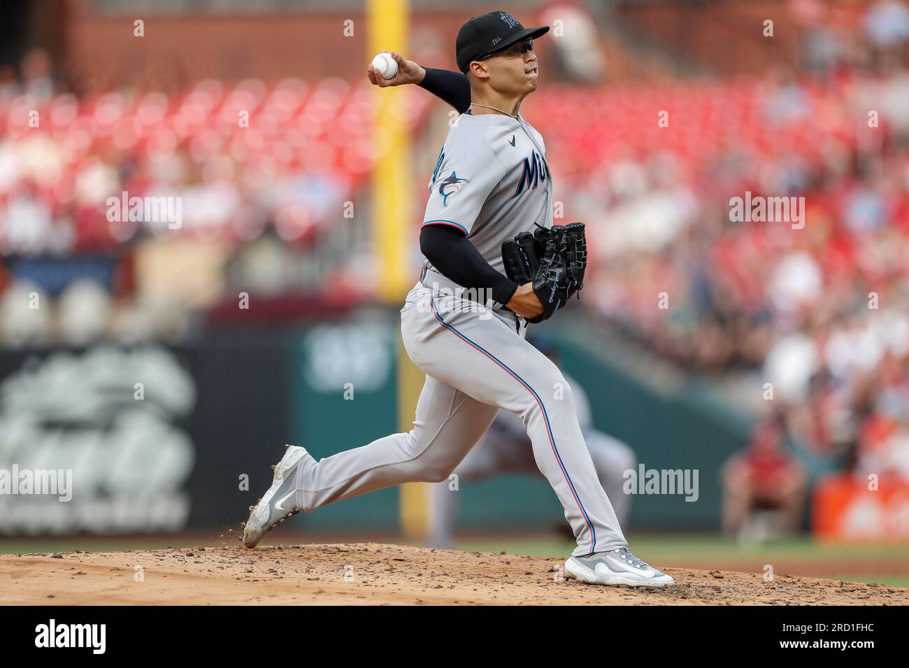Miami Marlins starting pitcher Jesus Luzardo (44) throws to the plate ...