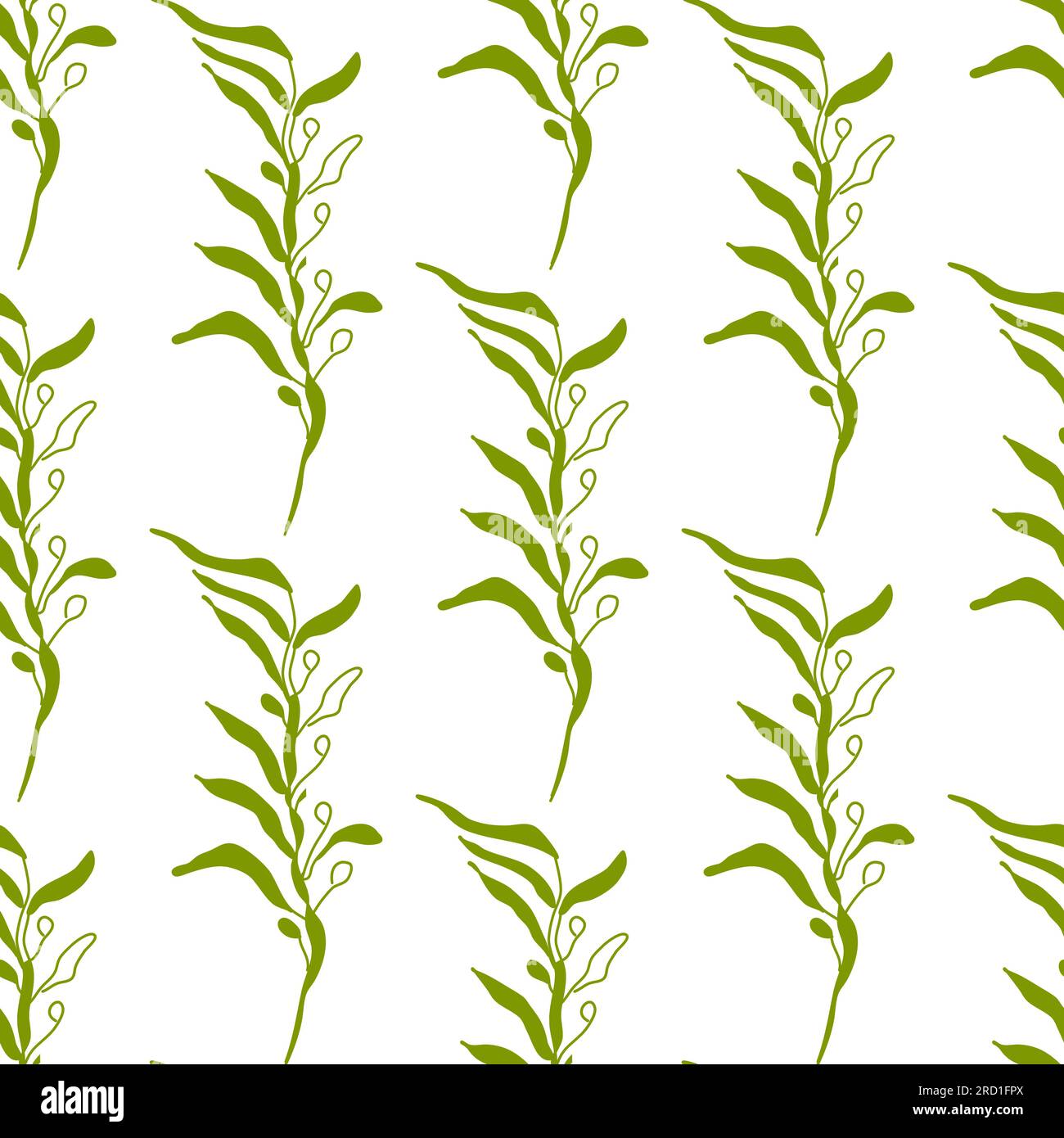 Summer abstract seamless pattern of marine plants. Algae Green. Marine ...