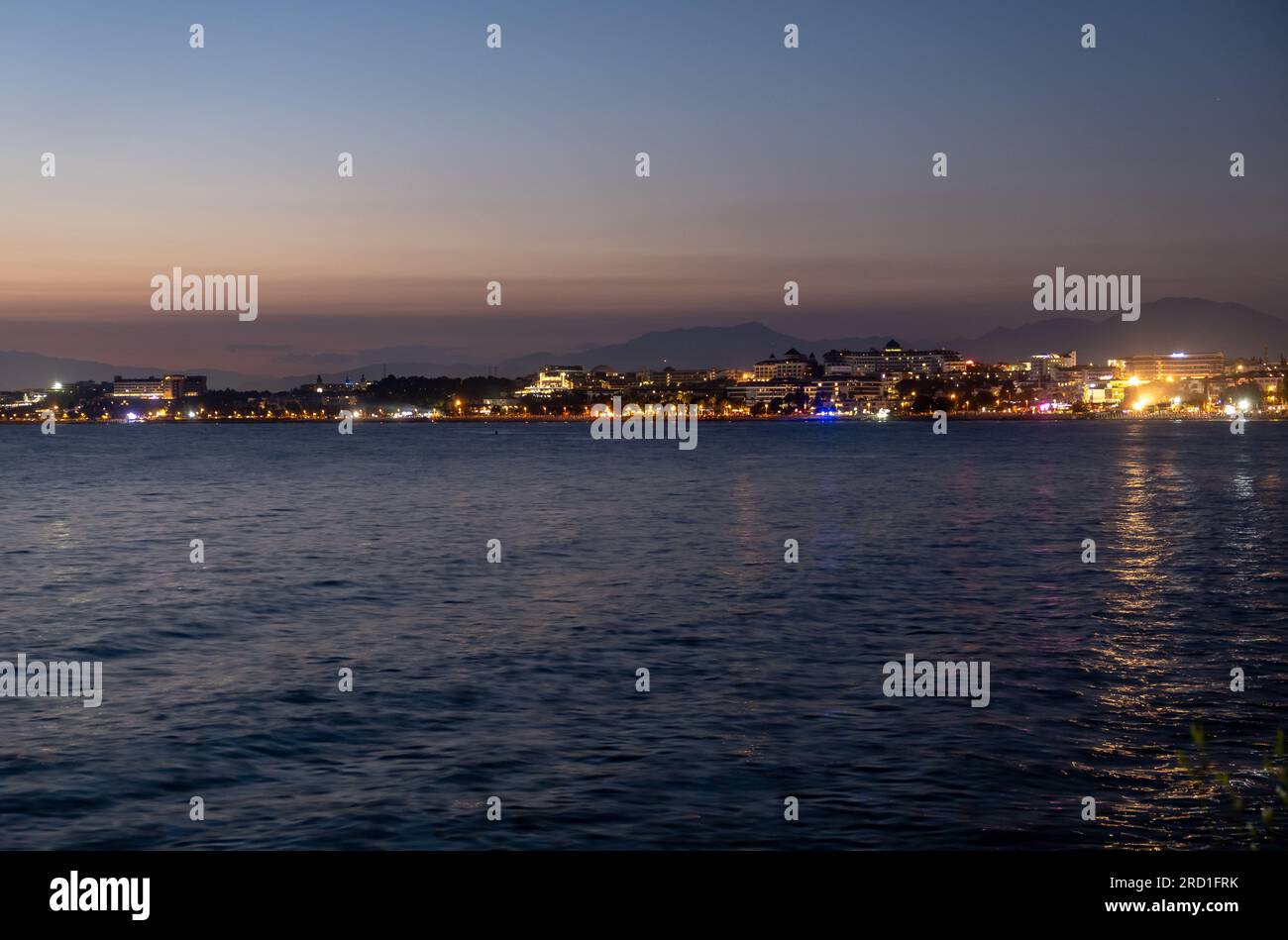 Night city. Alanya, Turkey. Beautiful lights of night city Stock Photo ...