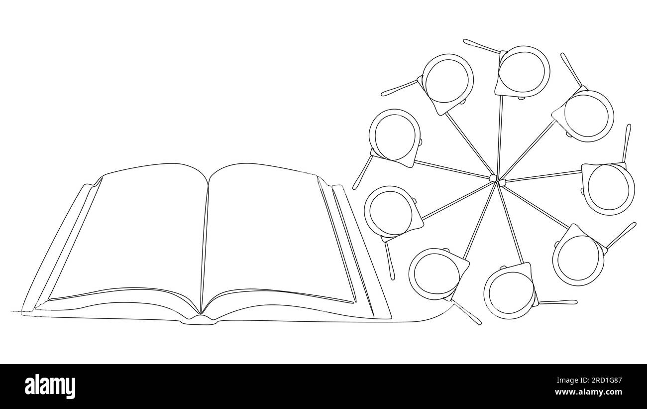 One Continuous Line Of Book With Ruler Tape Thin Line Illustration Vector Measuring Guide