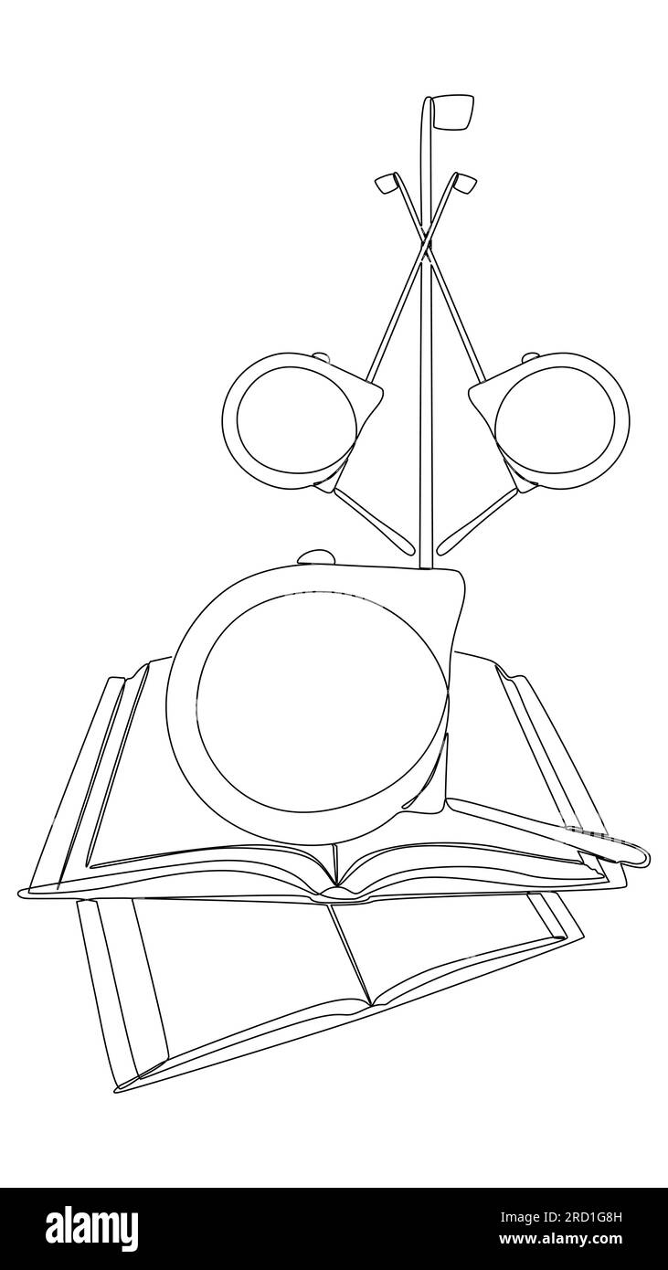 One continuous line of Book with Ruler tape. Thin Line Illustration ...