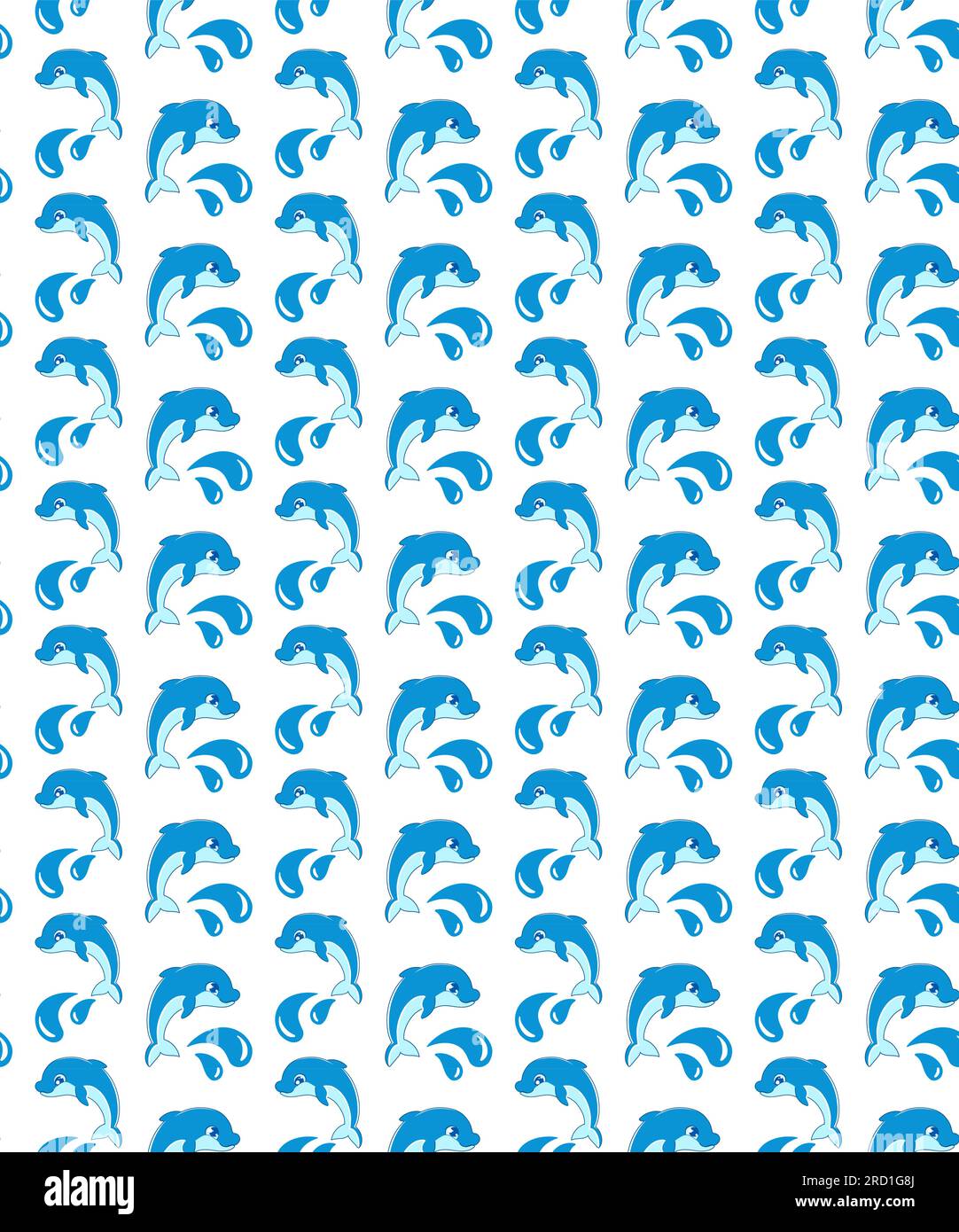 Seamless pattern with Dolphins that swim, jump on the waves, splashing ...