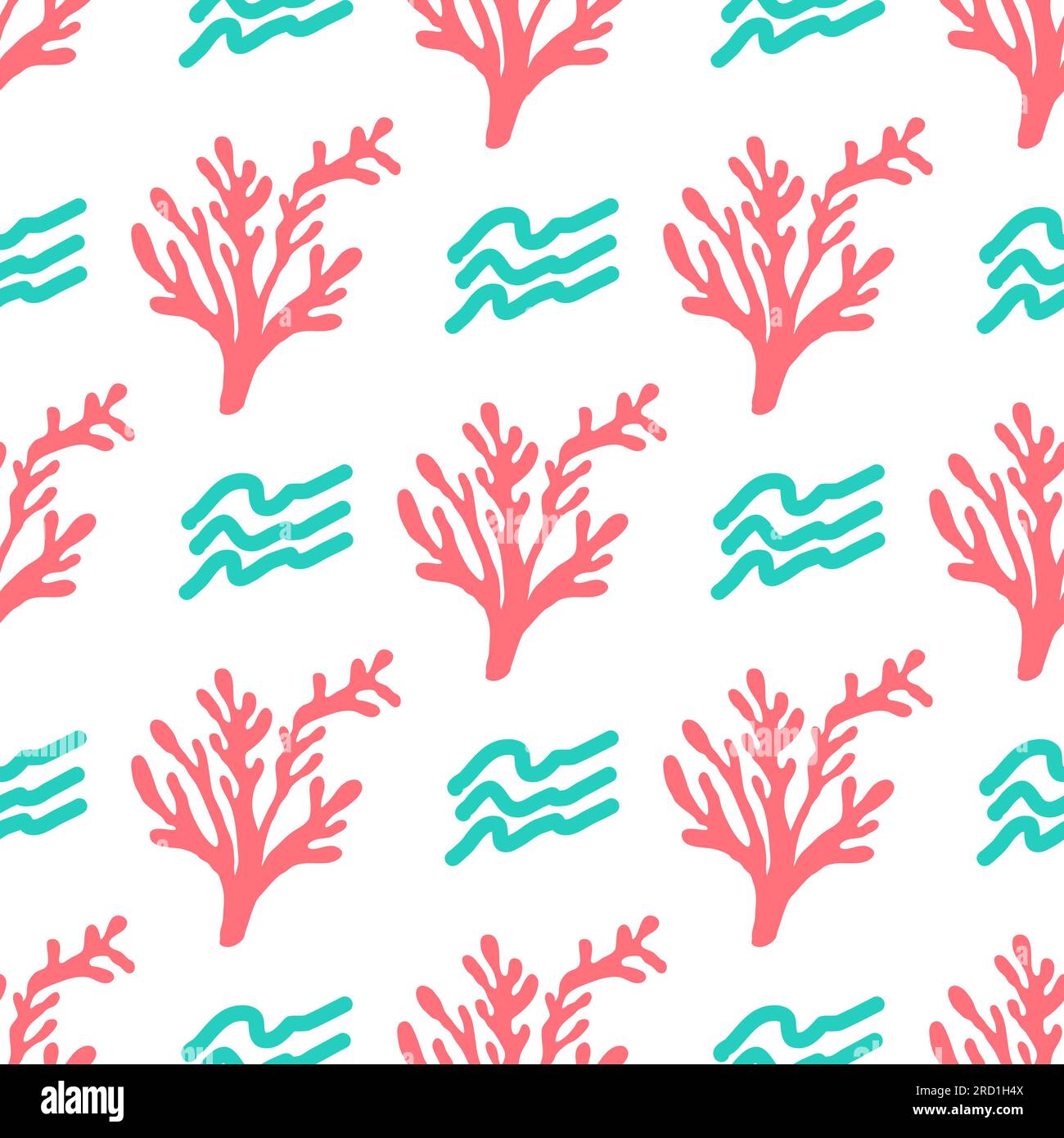 Seamless summer color pattern of abstract shapes. Waves and corals ...