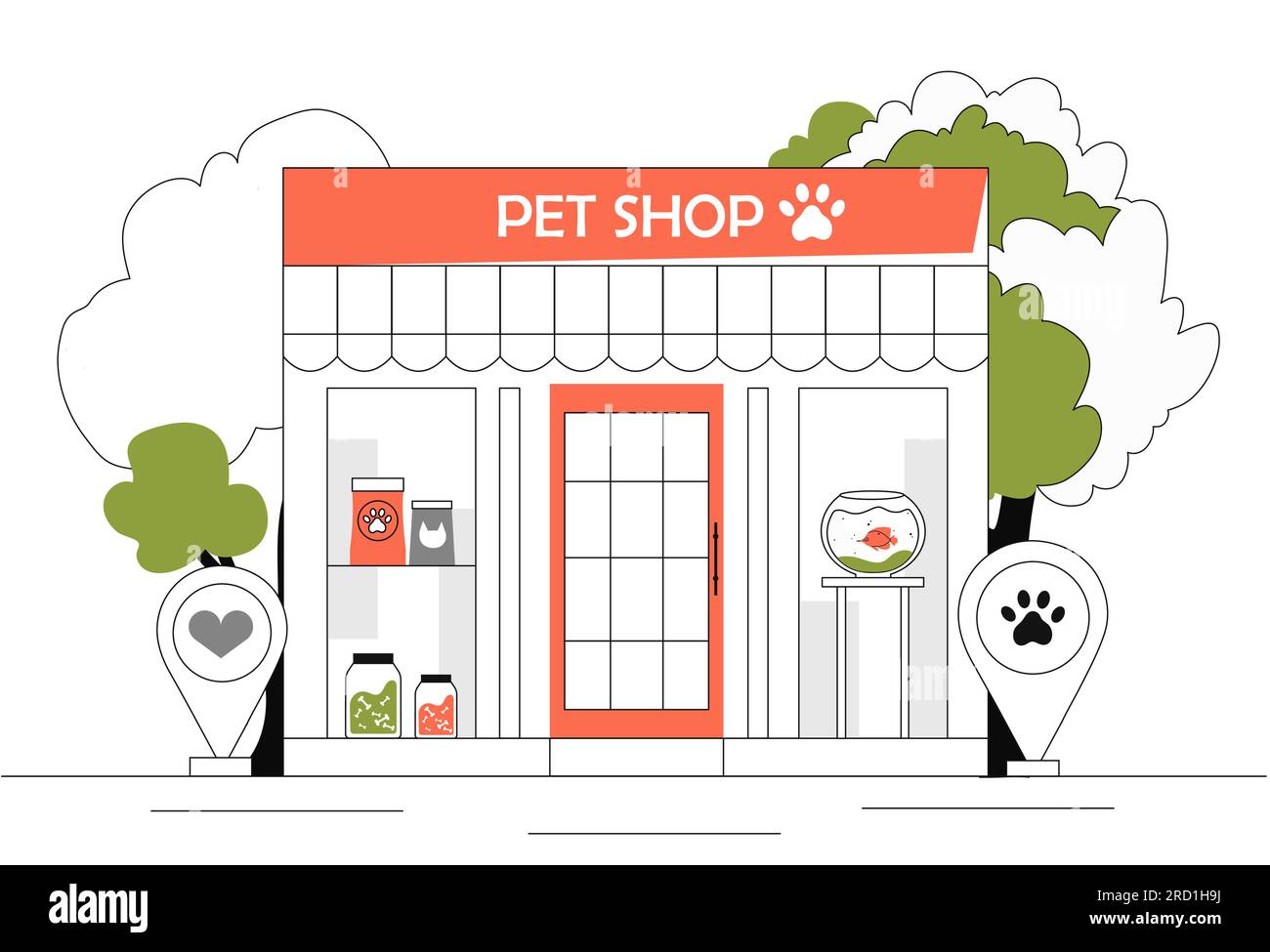 Pet shop building line concept Stock Vector Image & Art - Alamy