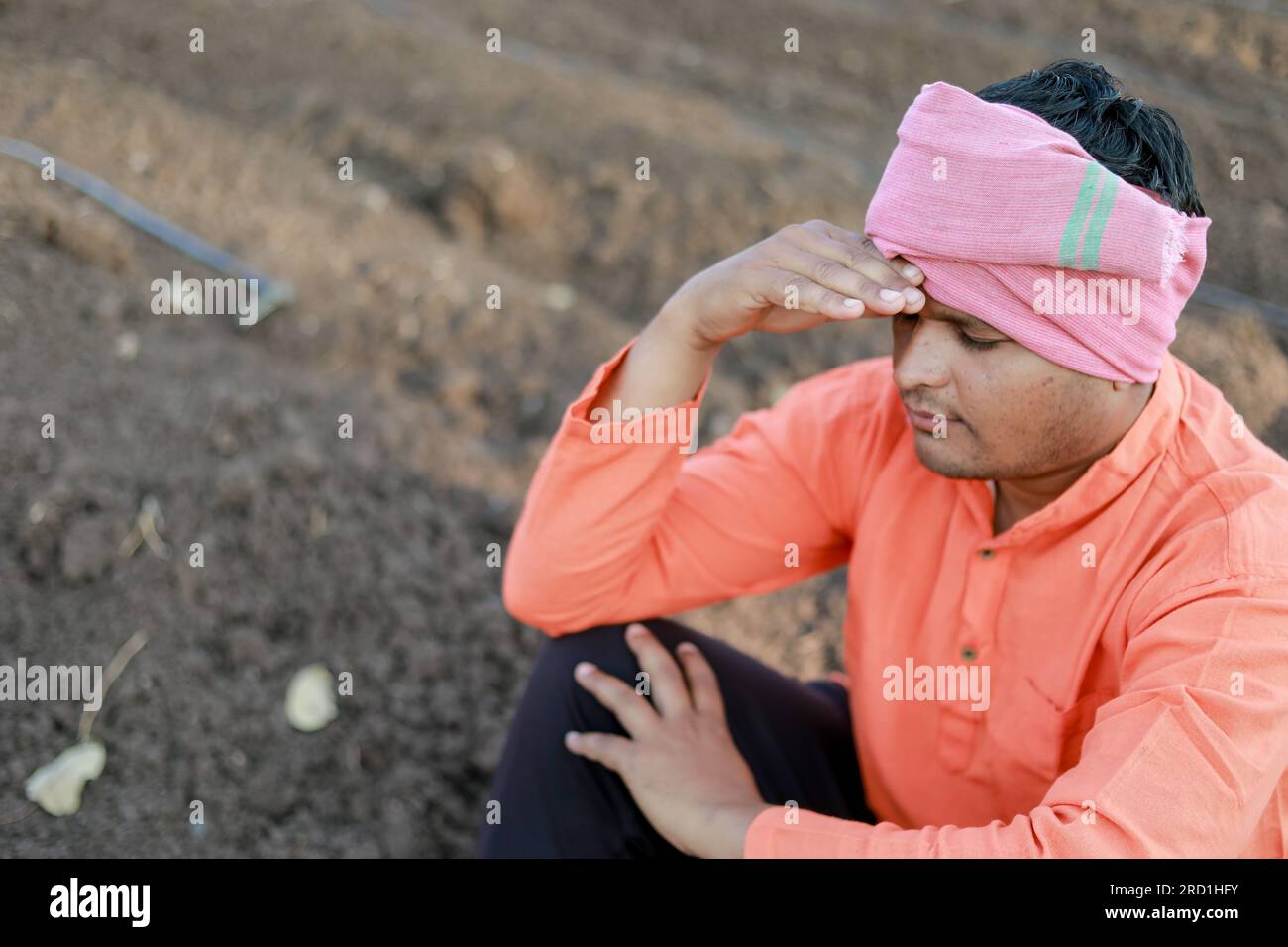 Happy Indian farmer, young sand farmer , loss in farm Stock Photo - Alamy