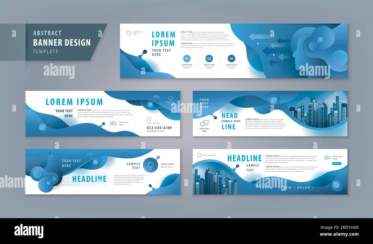 Abstract banner design web template Set, Horizontal header web banner ...