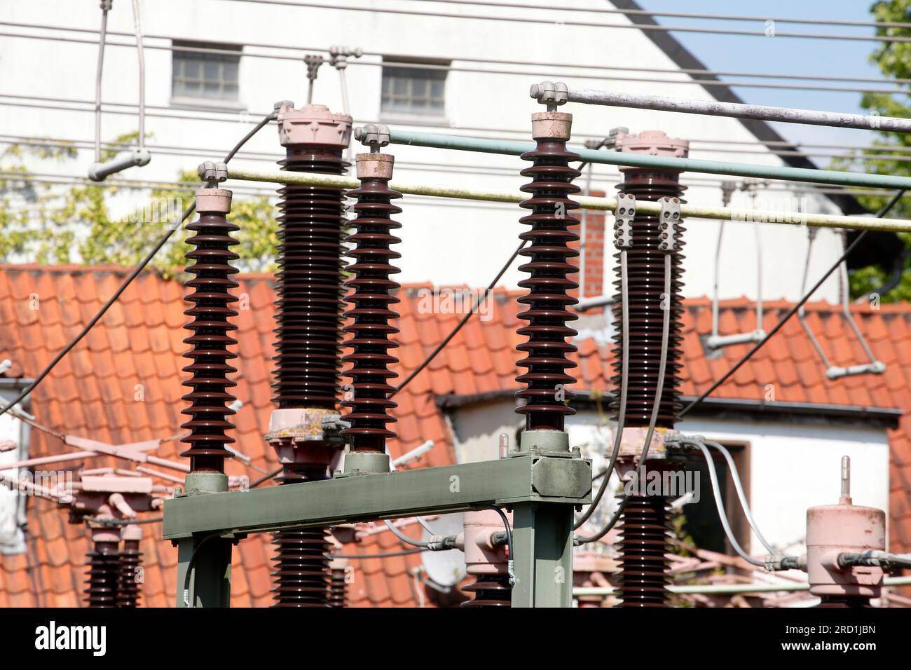 Substation with insulators, substation, Bremen, Germany Stock Photo - Alamy