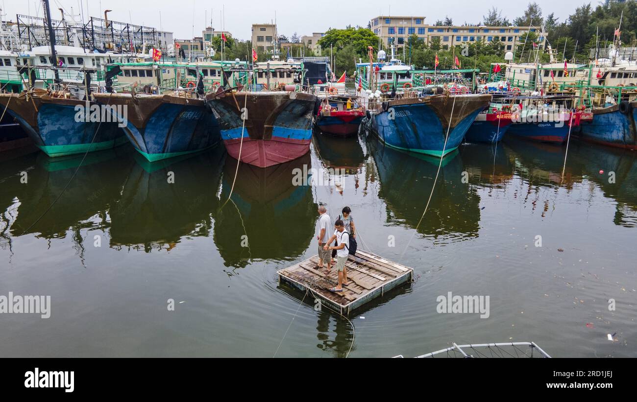 Aerial photo shows fishing boats returning to ports in face of Typhoon ...