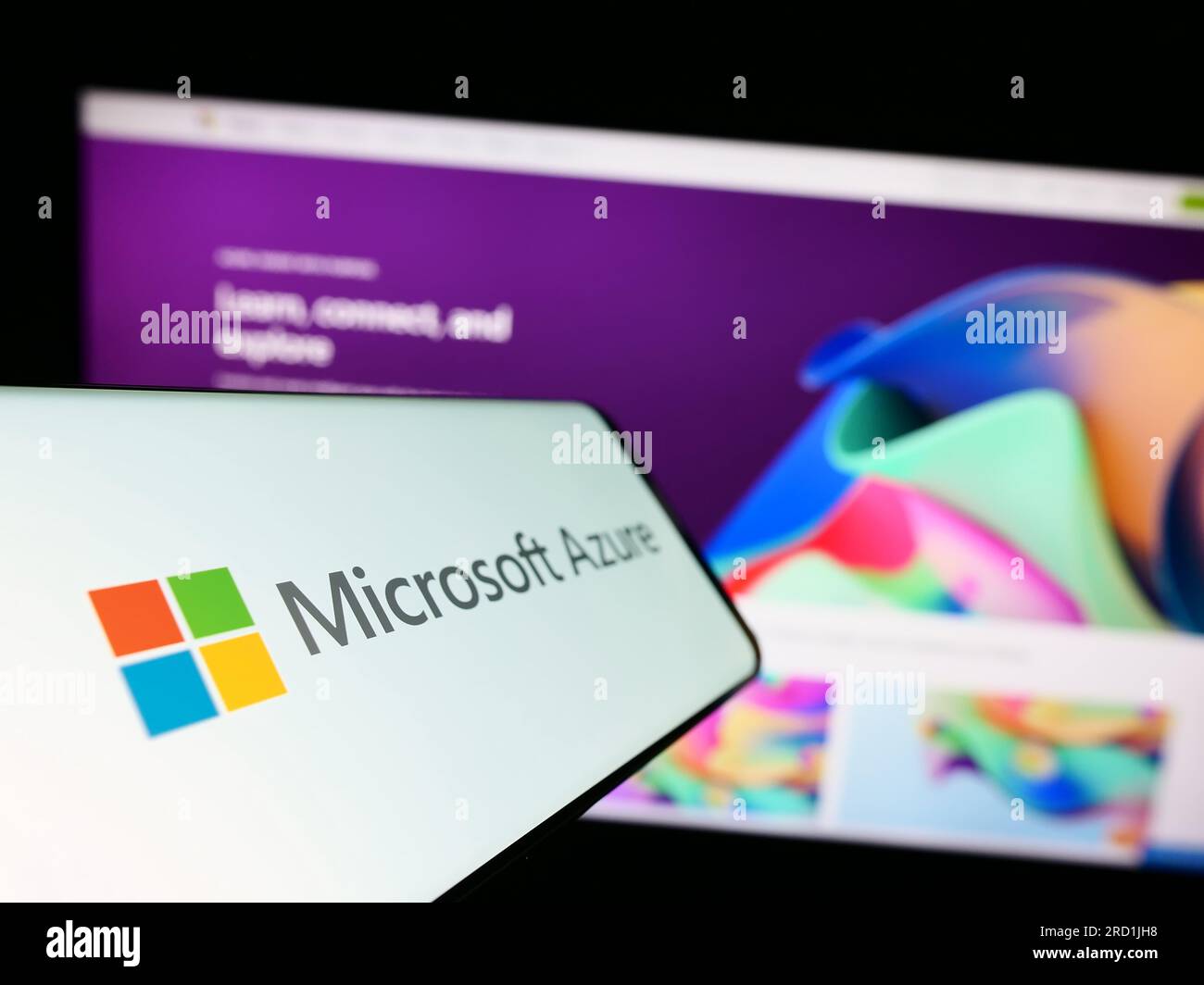 Cellphone with logo of cloud computing platform Microsoft Azure on ...