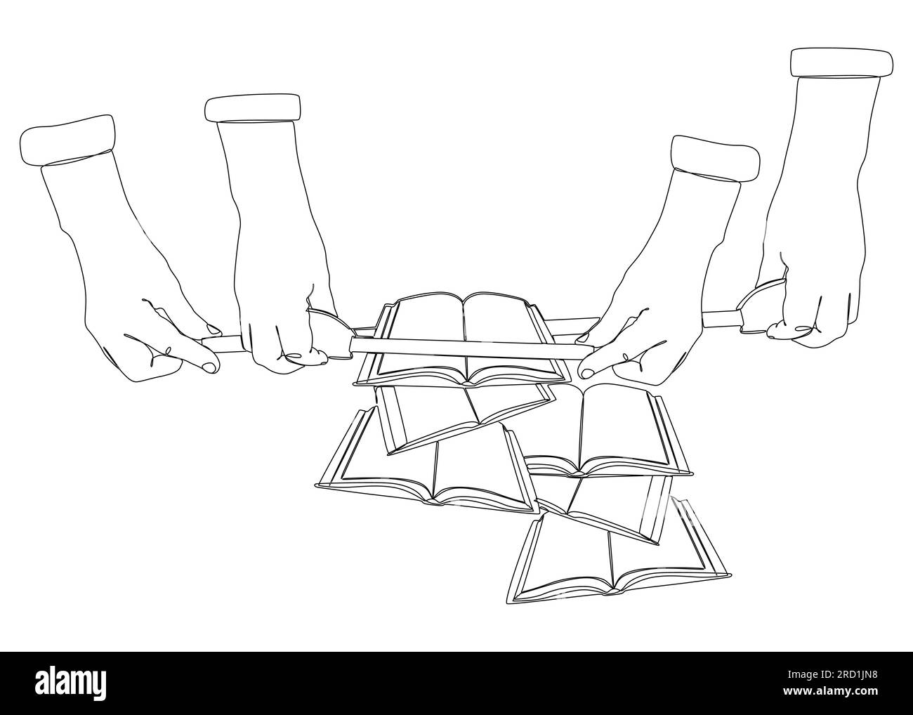 One continuous line of Book with Ruler tape. Thin Line Illustration ...