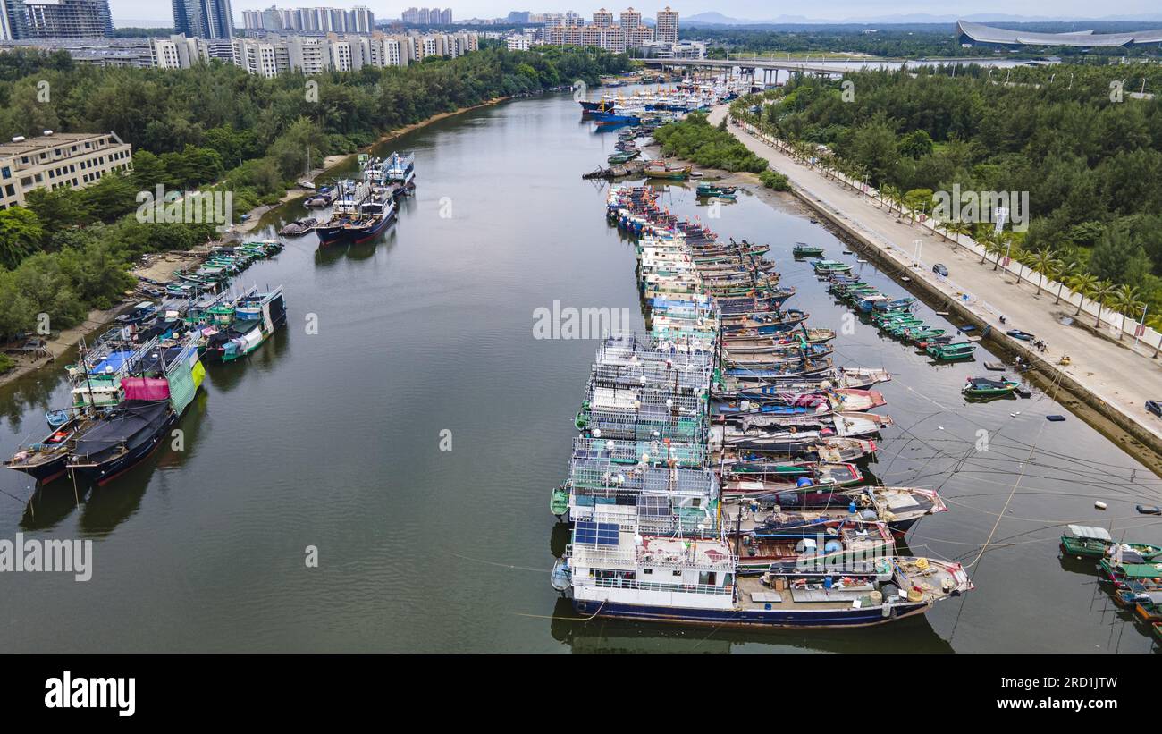 Aerial photo shows fishing boats returning to ports in face of Typhoon ...