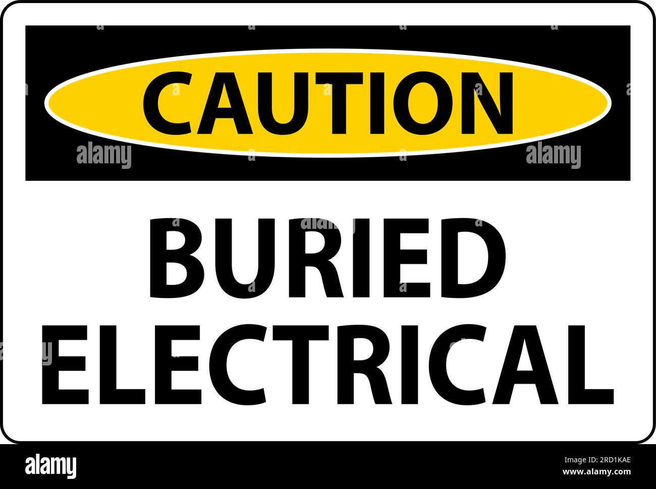 Caution Sign Buried Electrical On White Bacground Stock Vector Image ...