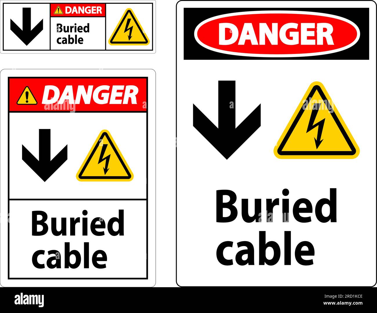 Danger Sign Buried Cable With Down Arrow and Electric Shock Symbol Stock Vector Image & Art - Alamy