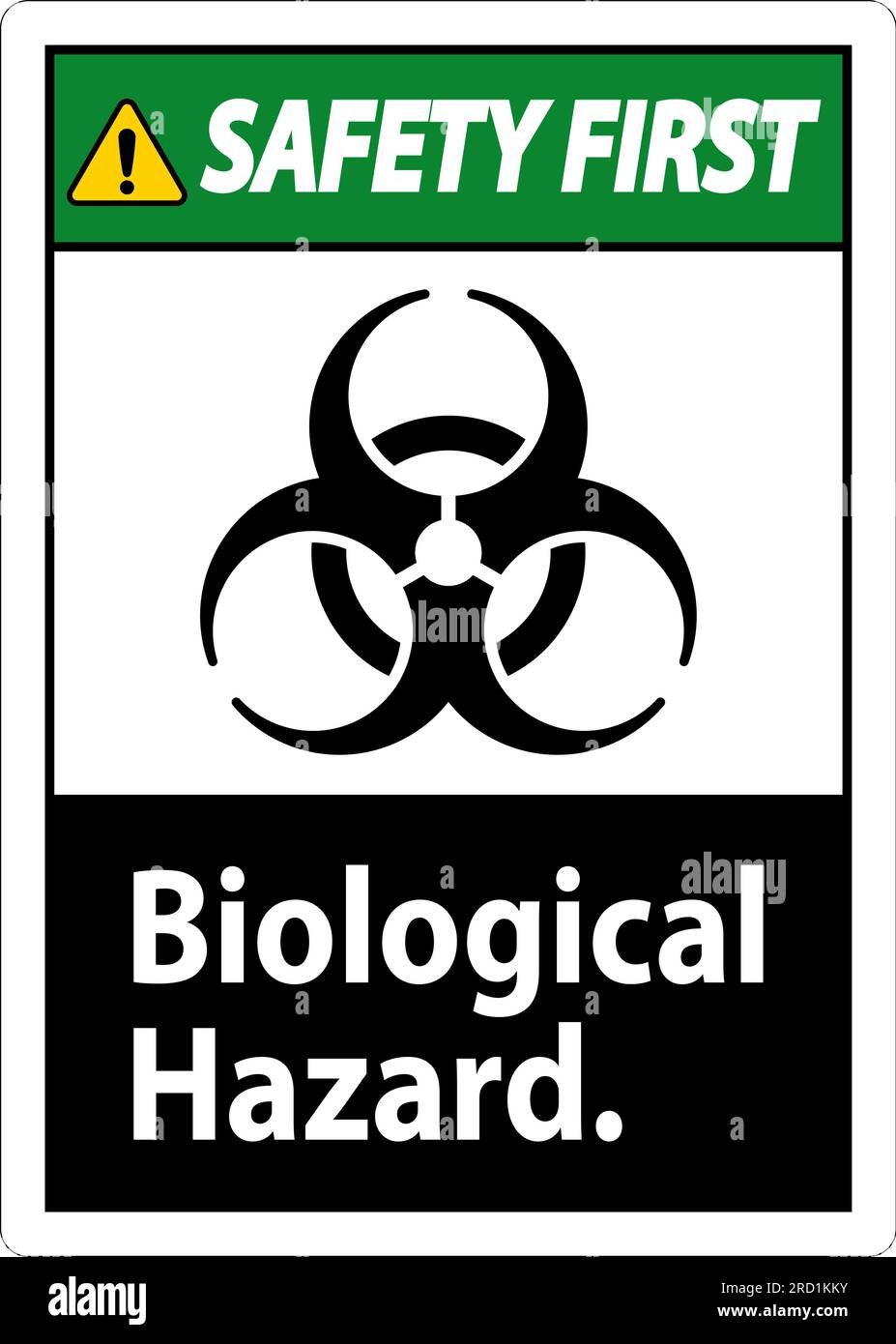 Safety First Label Biological Hazard On White Background Stock Vector ...