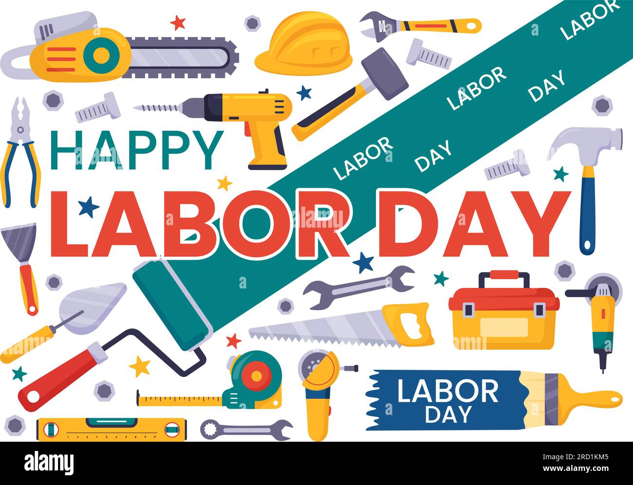 Happy Labor Day Vector Illustration with Various Construction Tools for ...