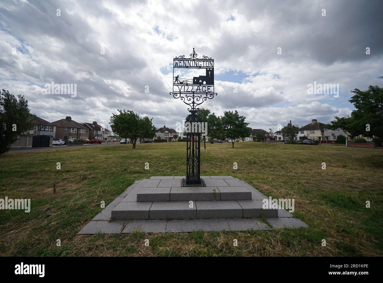 A village sign the village of Wennington, in Havering, east London, one ...