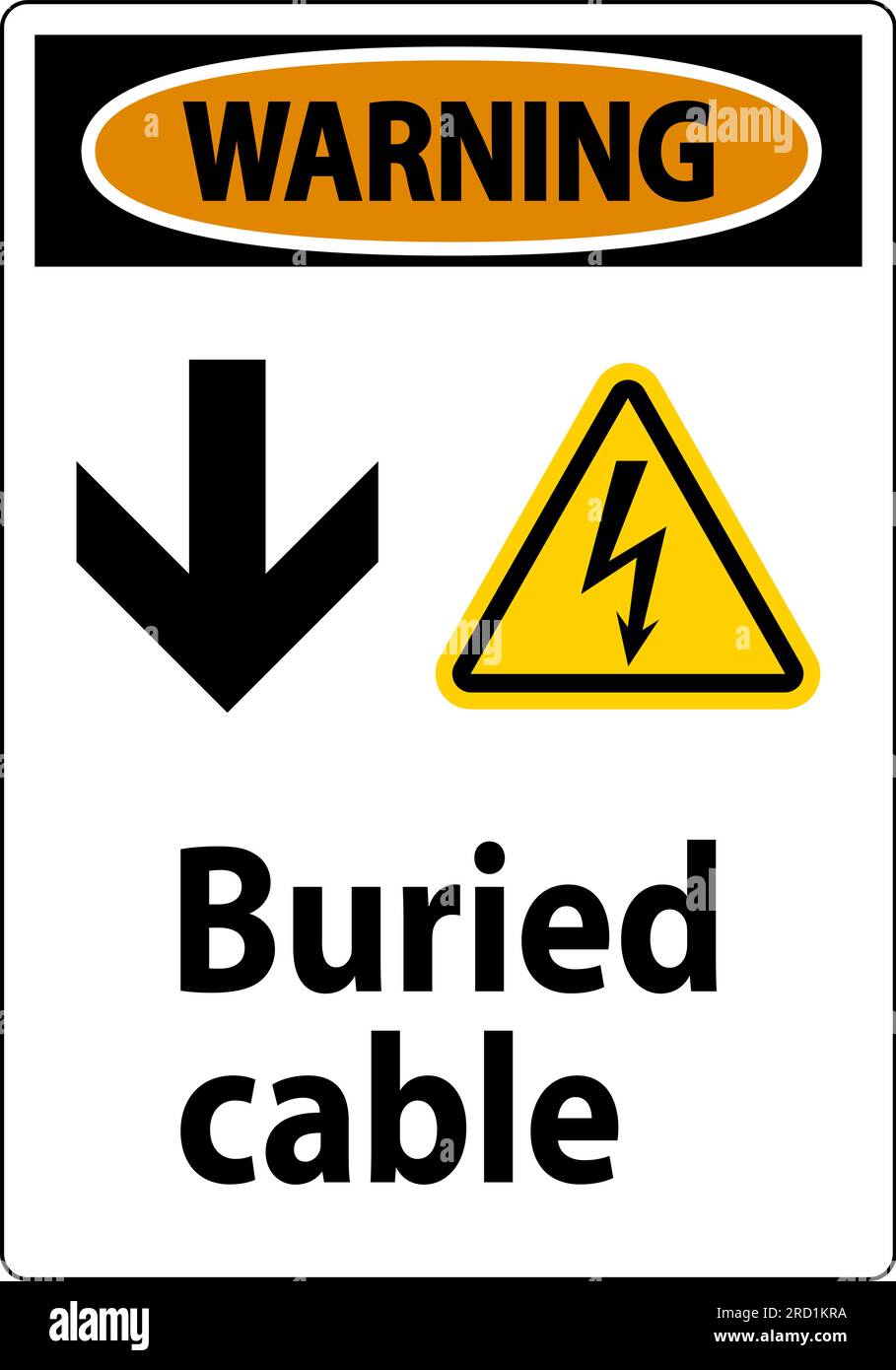Warning Sign Buried Cable With Down Arrow and Electric Shock Symbol ...