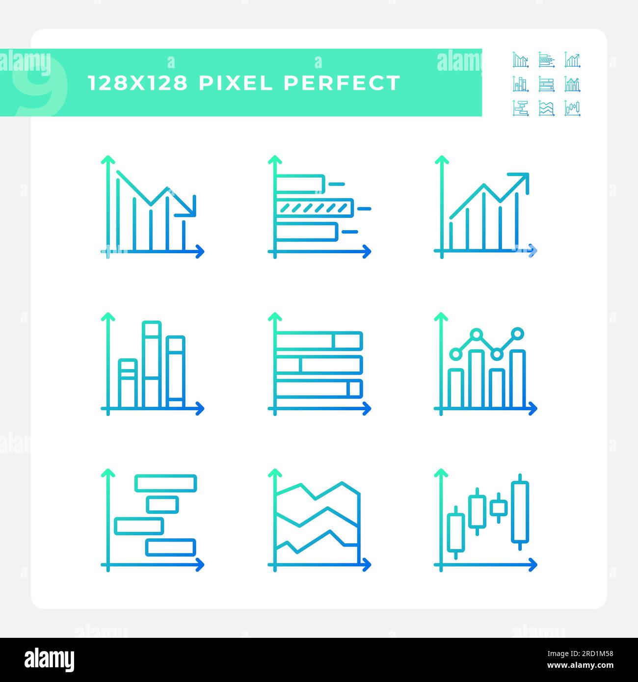 Trend charts gradient linear vector icons set Stock Vector Image & Art ...
