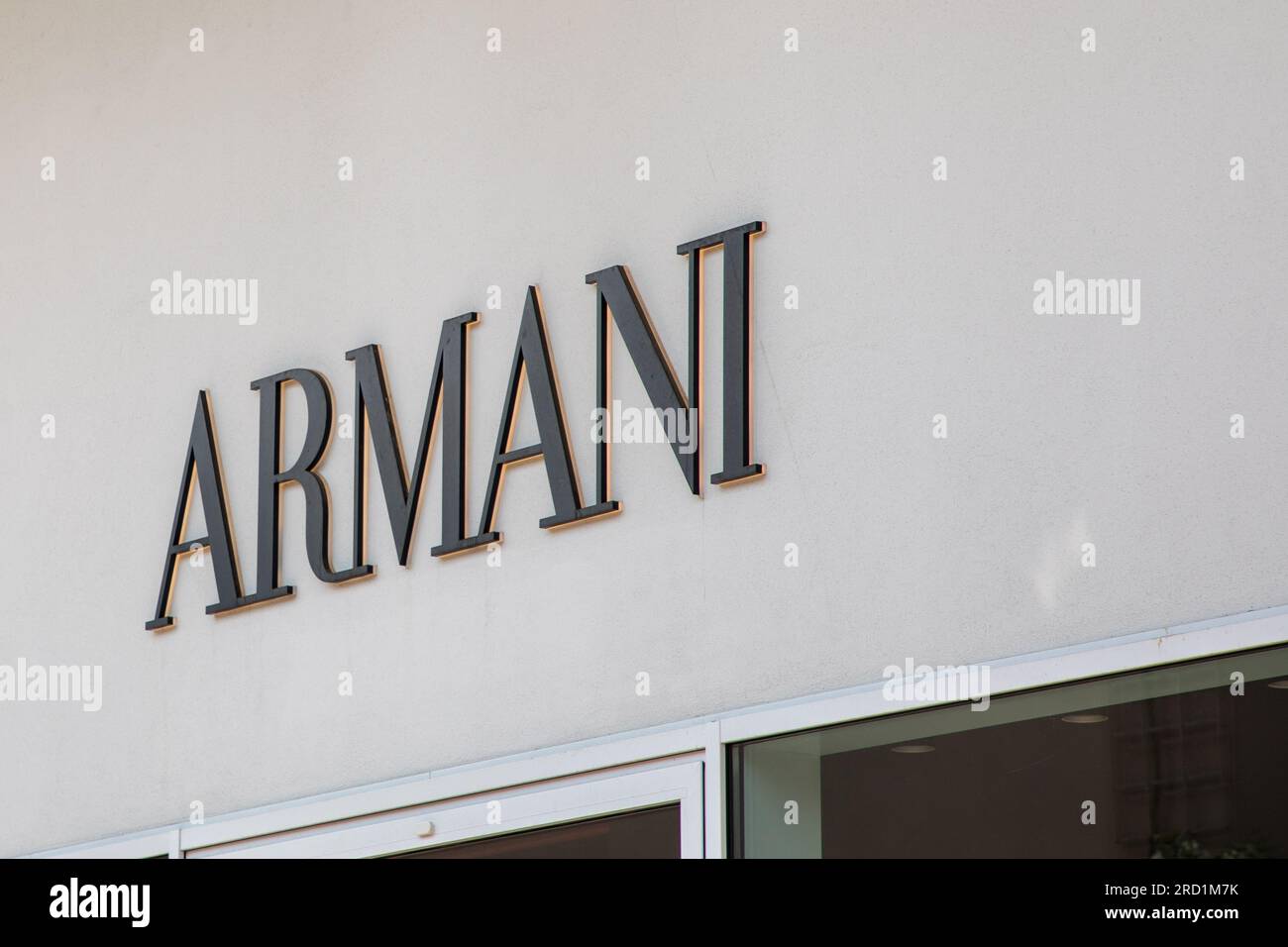 Milan , Italy - 07 15 2023 : Armani giorgio facade entrance shop sign ...