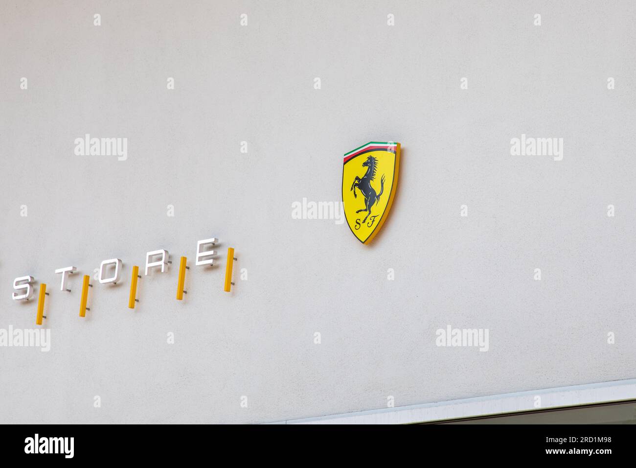 turino , italy - 07 01 2023 : ferrari store logo brand horse and text ...