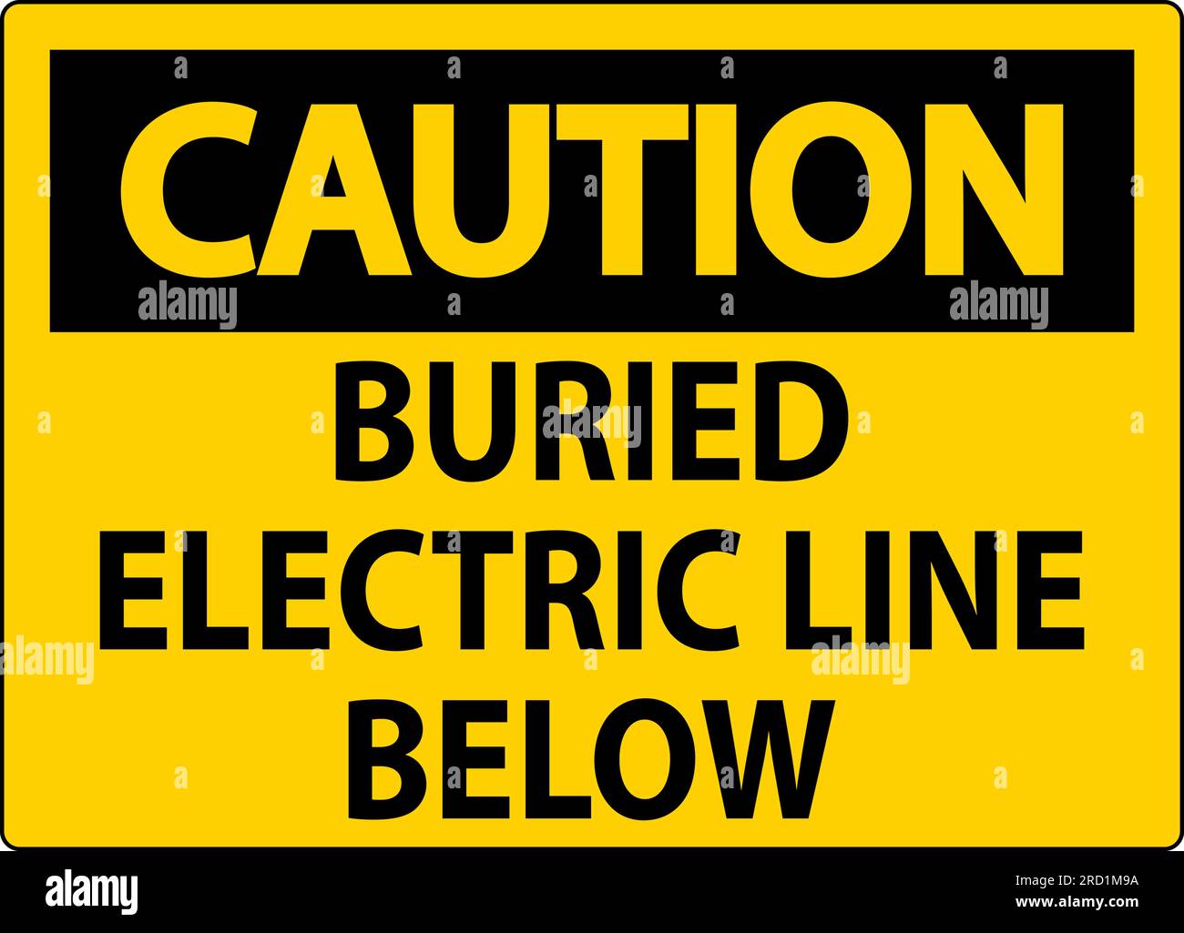 Caution Sign Buried Electric Line Below On White Background Stock ...