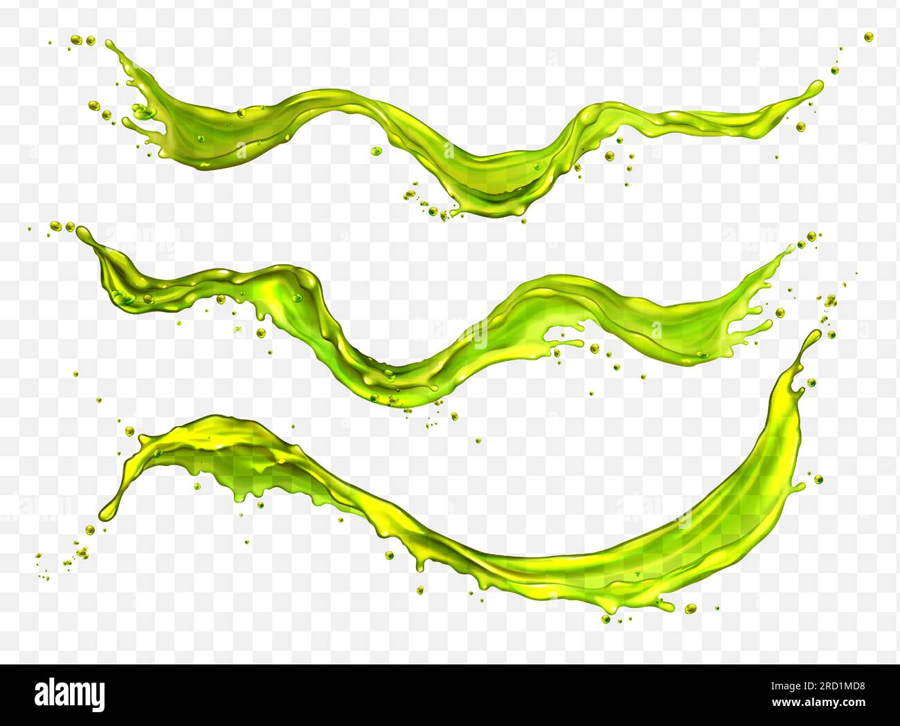 Liquid splashes of apple juice, green water or tea isolated on ...