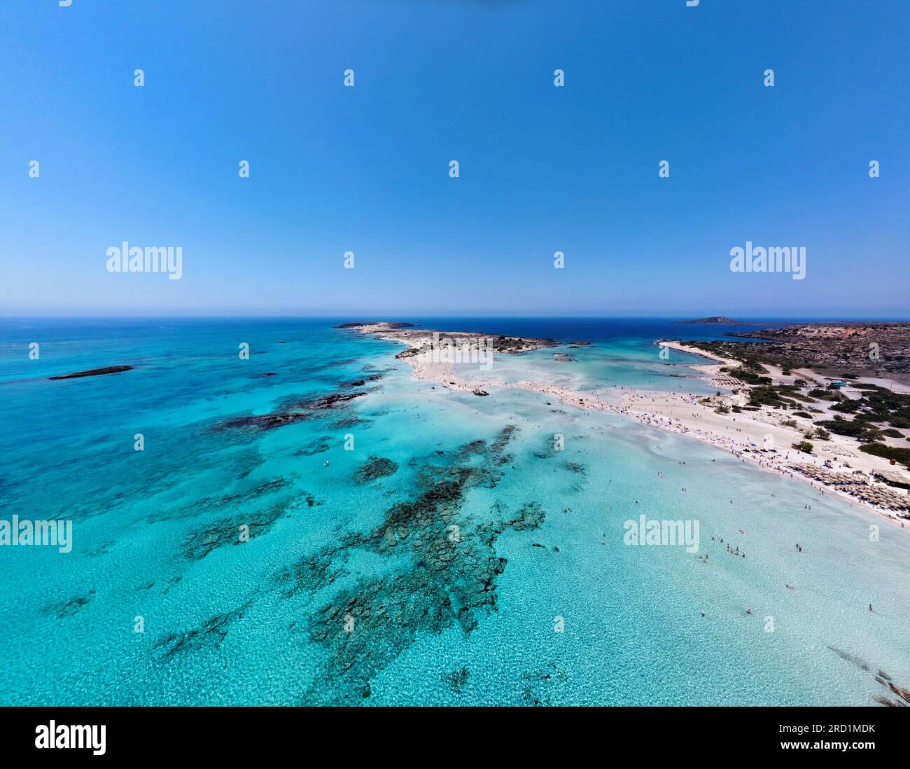Aerial landscape view of Elafonisi beach - Crete, Greece Stock Photo ...