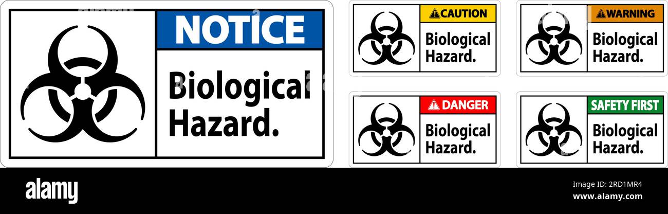 Warning Label Biological Hazard On White Background Stock Vector Image ...