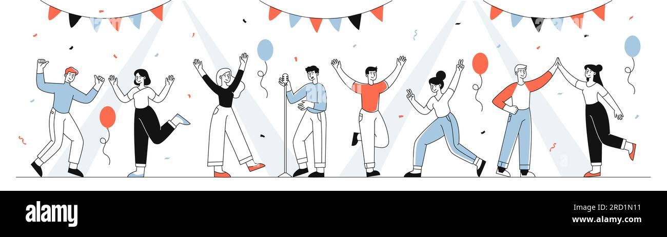 People celebrate holiday line concept Stock Vector Image & Art - Alamy