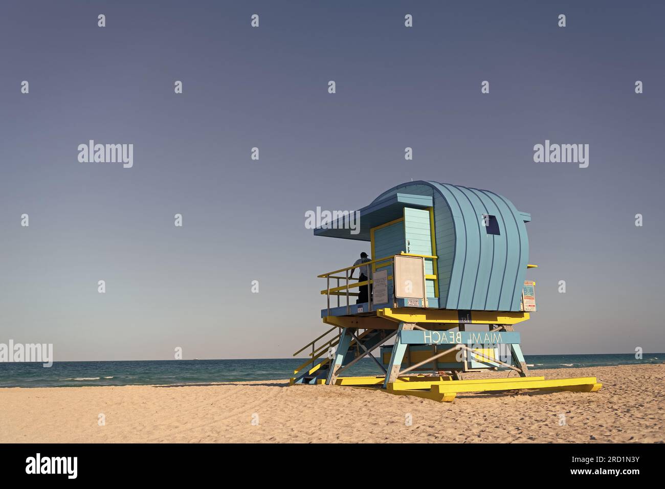 summer beach with lifeguard tower, copy space. summer beach with ...