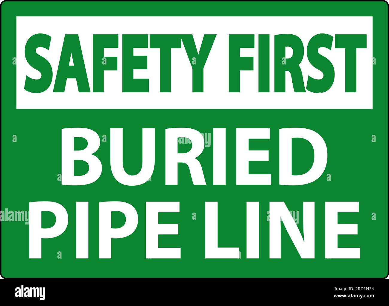 Safety First Sign Buried Pipe Line On White Background Stock Vector ...