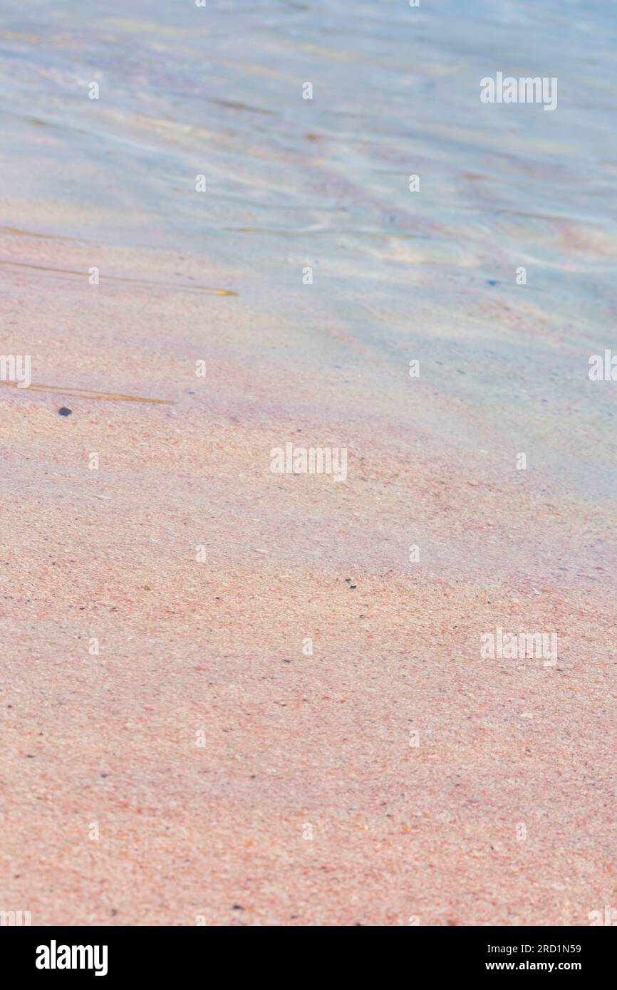 Ripples in the pink sand on Elafonisi beach - Crete, Greece Stock Photo ...