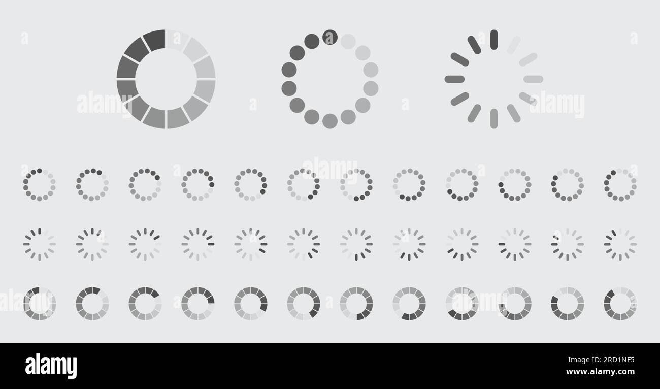 Circular Loading Buffering Icons Vector Set Video Ready for Animation Gif All Keyframes Frames ...