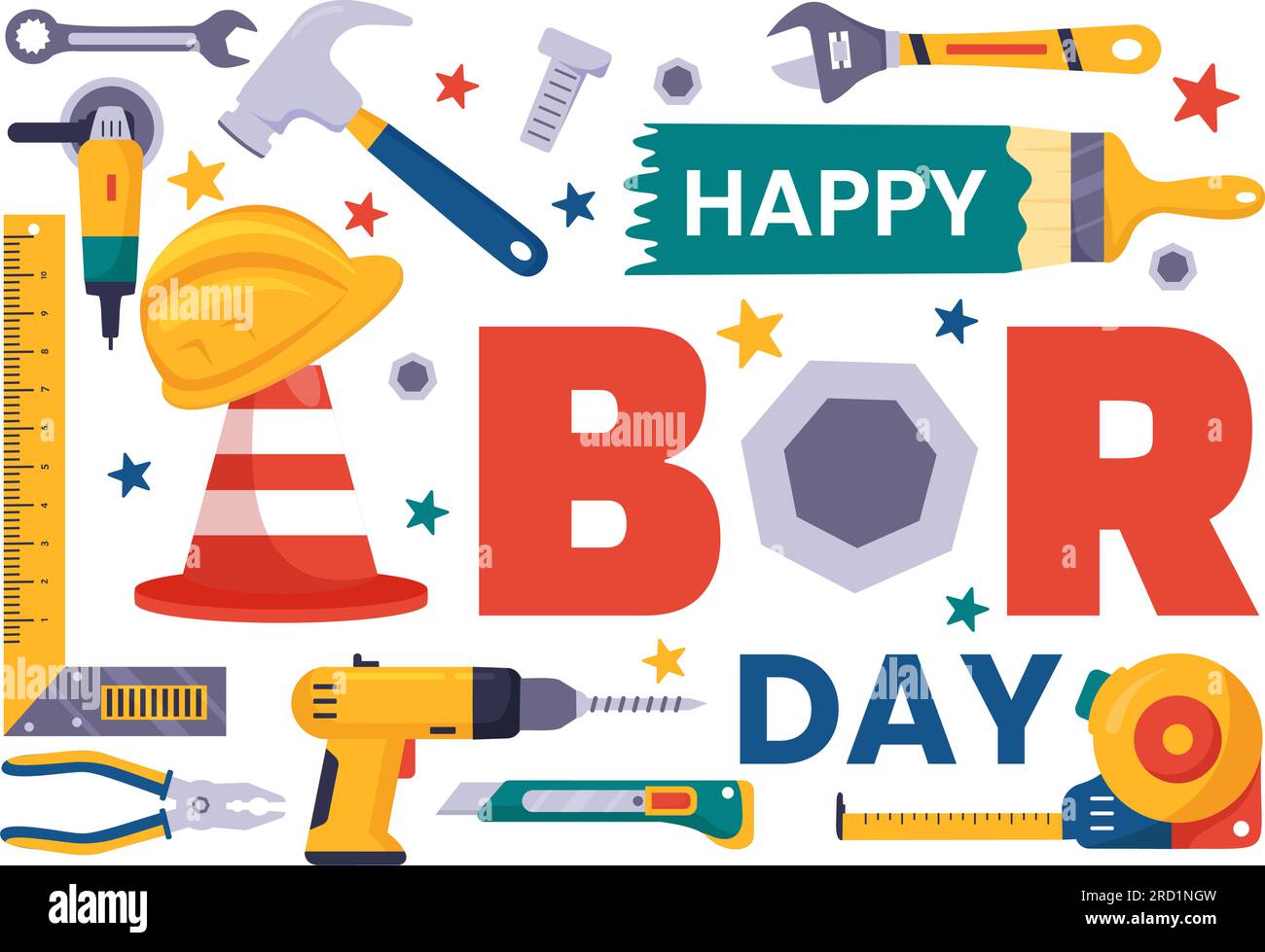 Happy Labor Day Vector Illustration with Various Construction Tools for ...