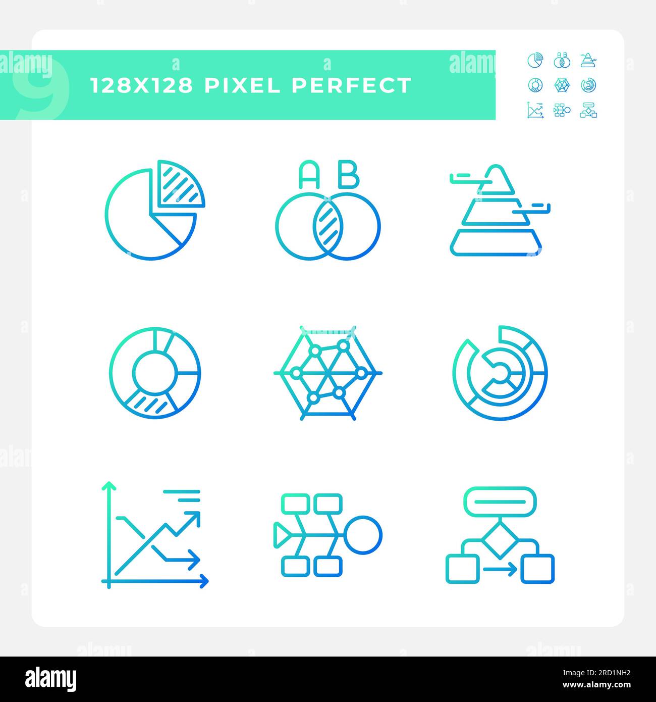 Chart and diagram gradient linear vector icons set Stock Vector Image & Art - Alamy