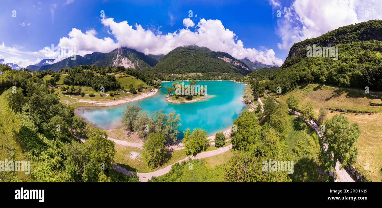 Amazing beautiful turquoise lake Tenno in Trentino region of Italy ...