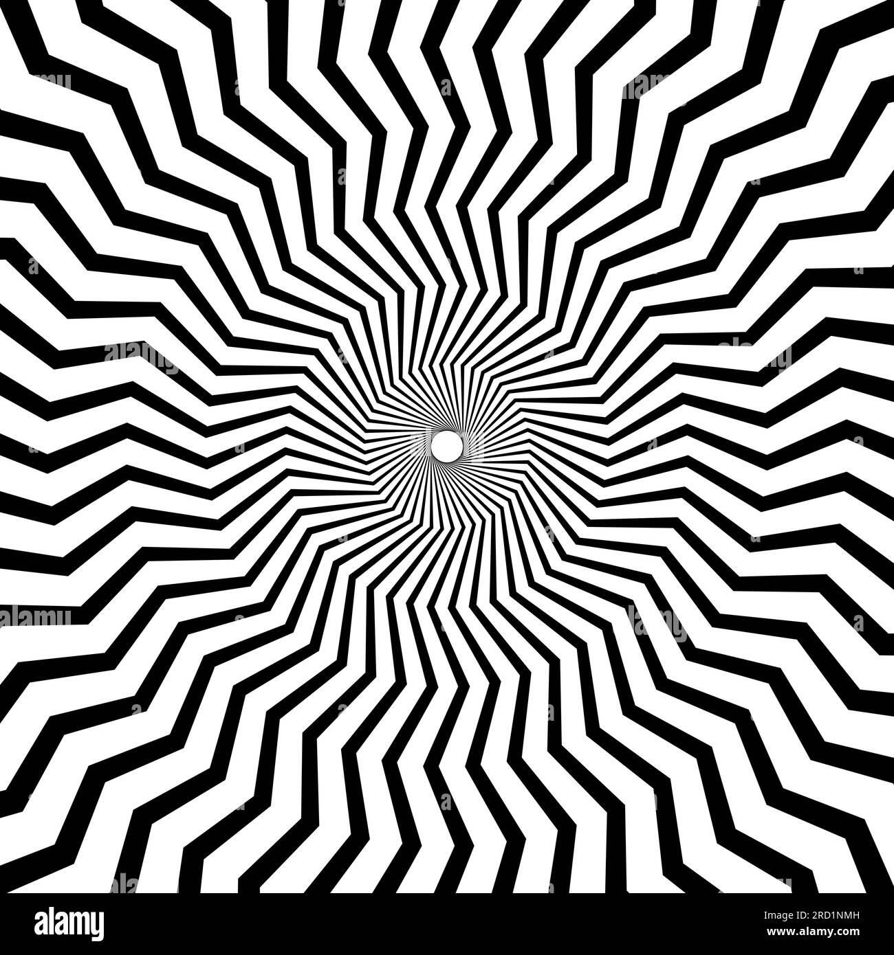 Optical illusion background. Black and white abstract distorted zigzag ...