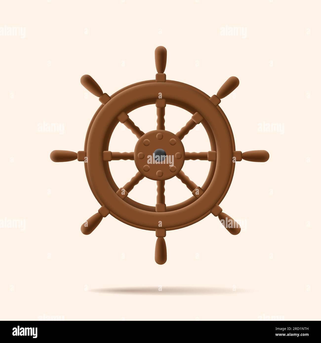 Boat sailing steering wheel icon, 3d illustration of wooden rudder ...