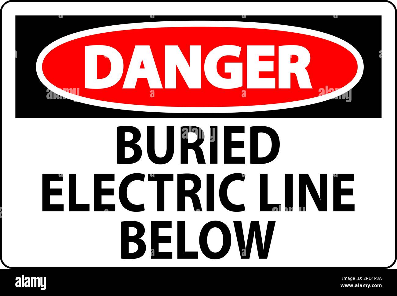 Danger Sign Buried Electric Line Below On White Background Stock Vector ...