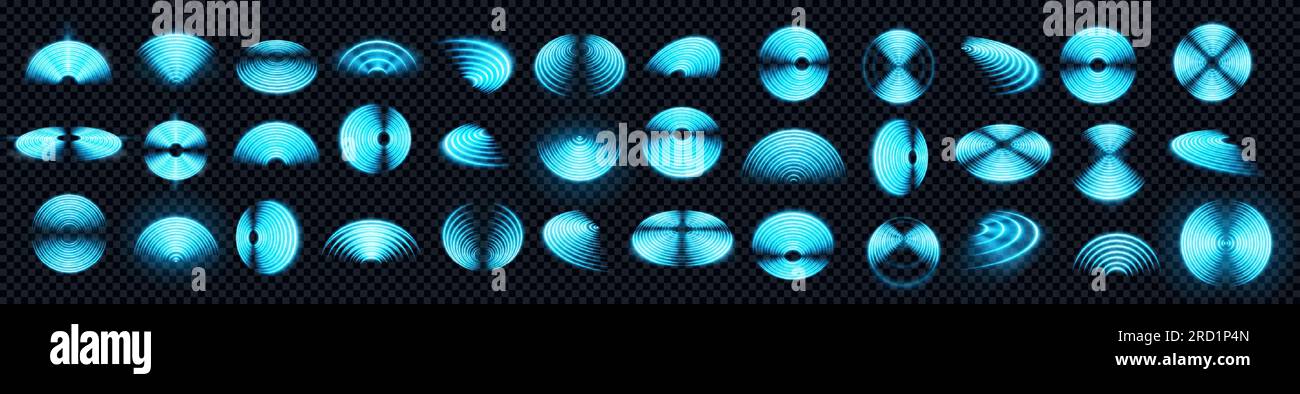 Blue 3d wifi signal symbol with neon light effect on transparent ...