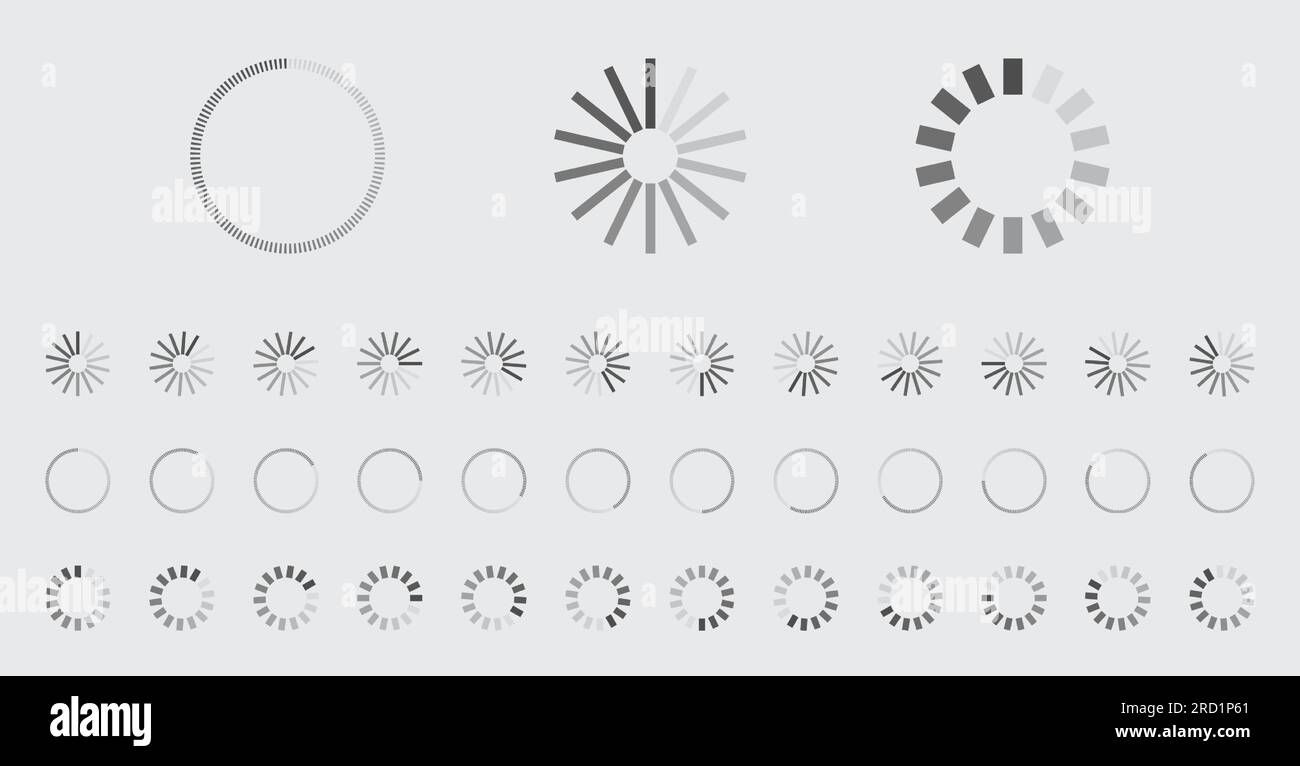 Circular Loading Buffering Icons Vector Set Video Ready For Animation All Keyframes Frames