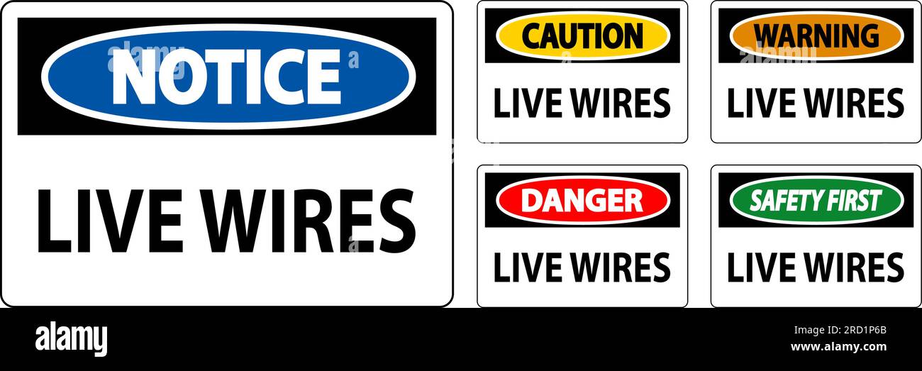 Danger Sign Live Wires On White Background Stock Vector Image & Art - Alamy