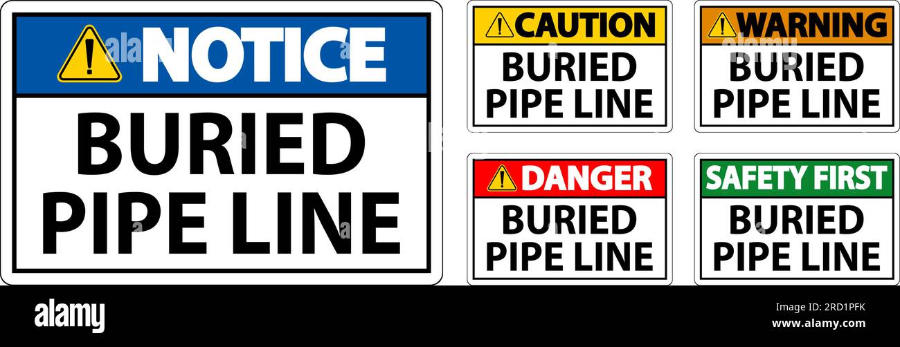 Caution Sign Buried Pipe Line On White Background Stock Vector Image ...