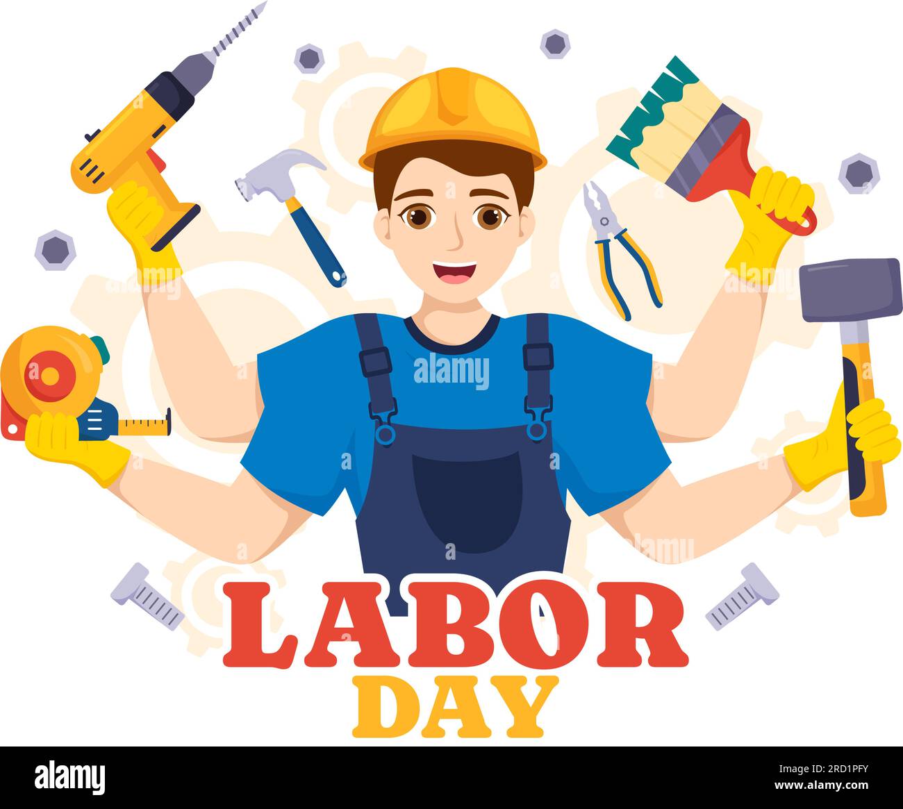 Happy Labor Day Vector Illustration with Various Construction Tools for ...
