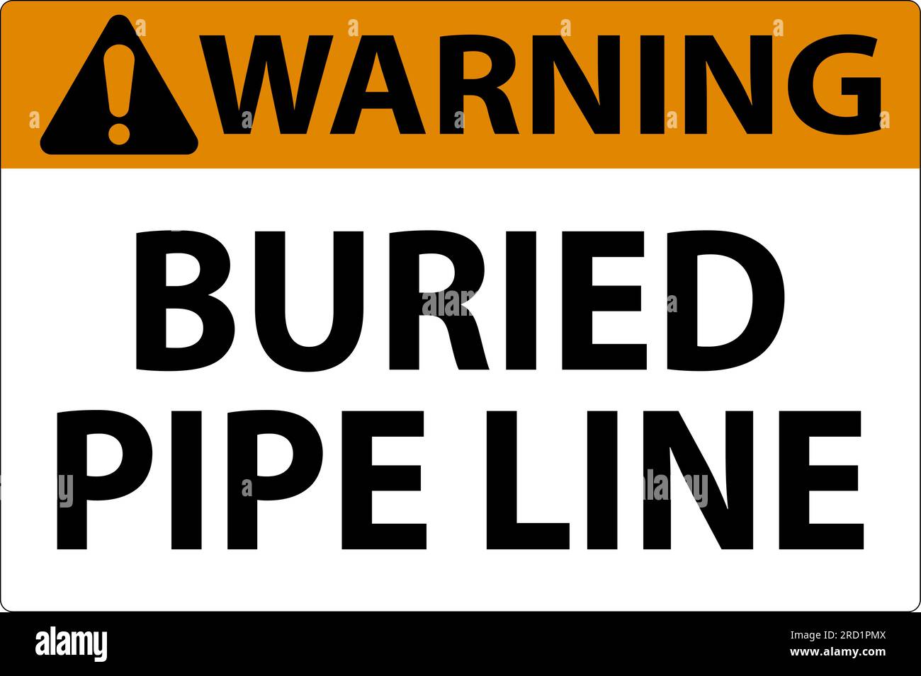 Warning Sign Buried Pipe Line On White Background Stock Vector Image ...