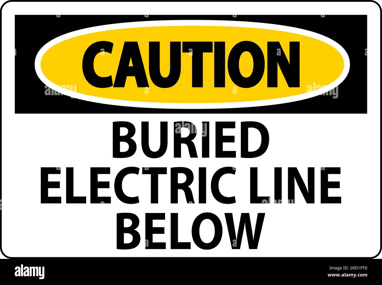 Caution Sign Buried Electric Line Below On White Background Stock ...