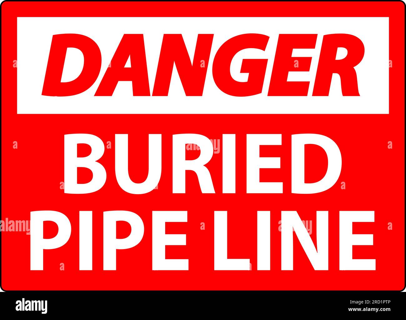 Danger Sign Buried Pipe Line On White Background Stock Vector Image ...
