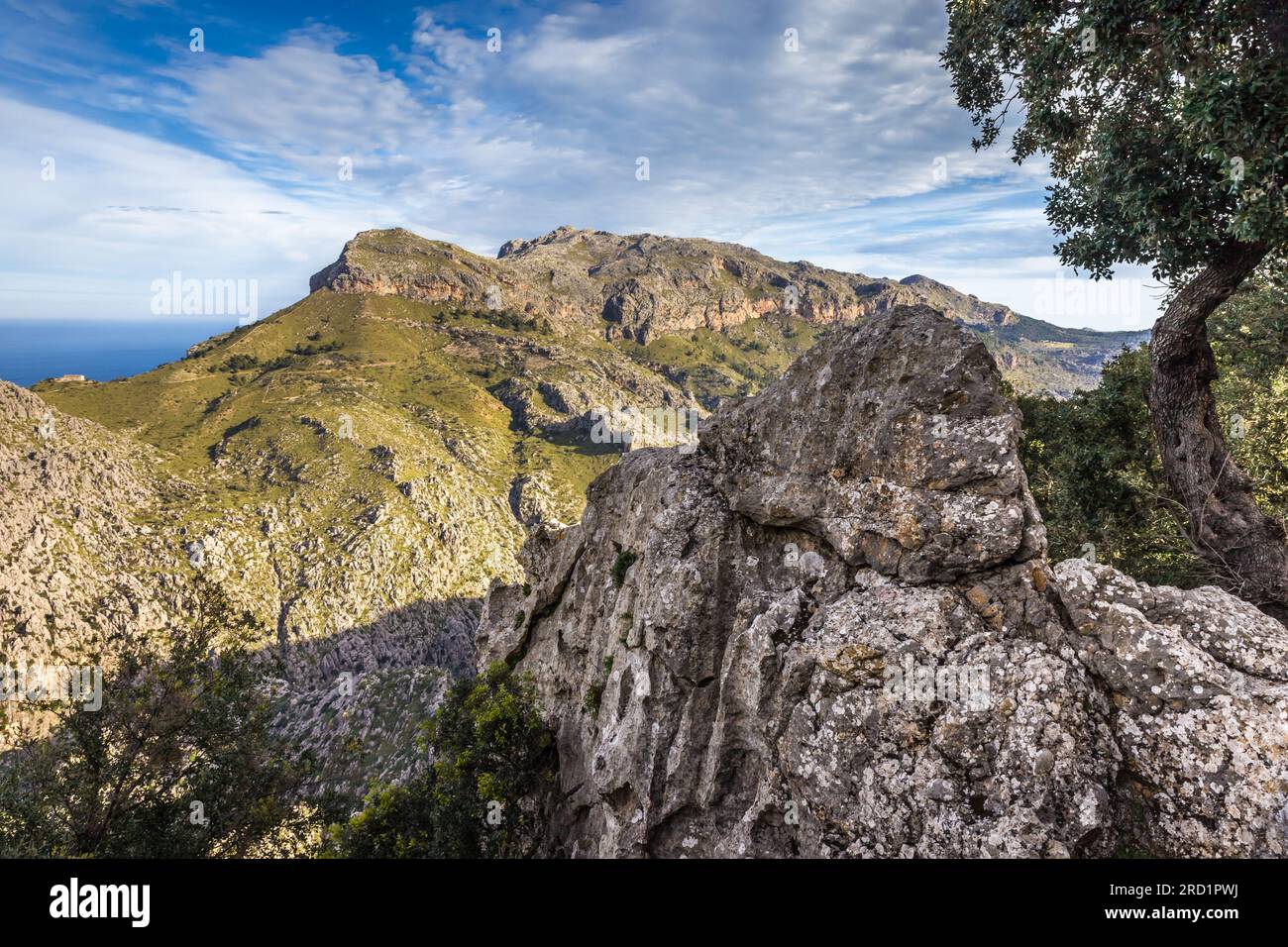 geography / travel, Spain, Majorca, Escorca, view to the Puig major in ...